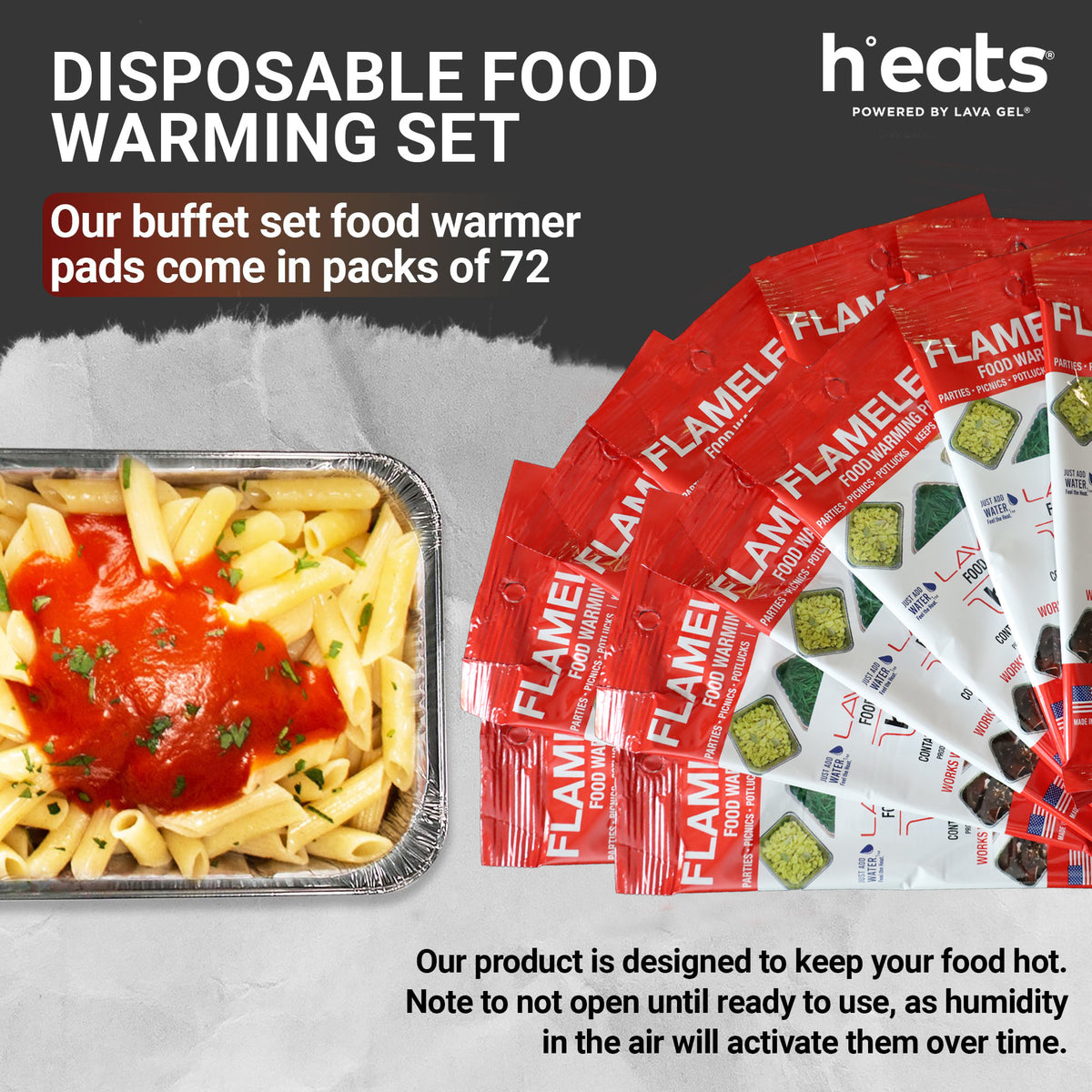 Half-pan self-heating food warming pads - 72 pack – H°eats