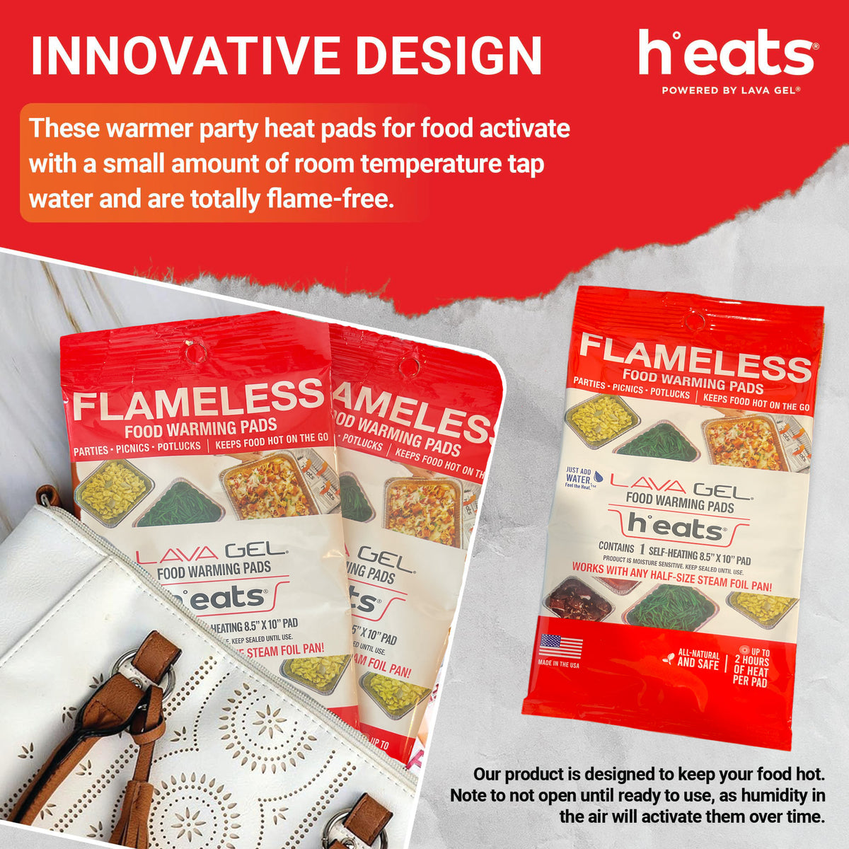 Half-pan self-heating food warming pads - 2 pack – H°eats