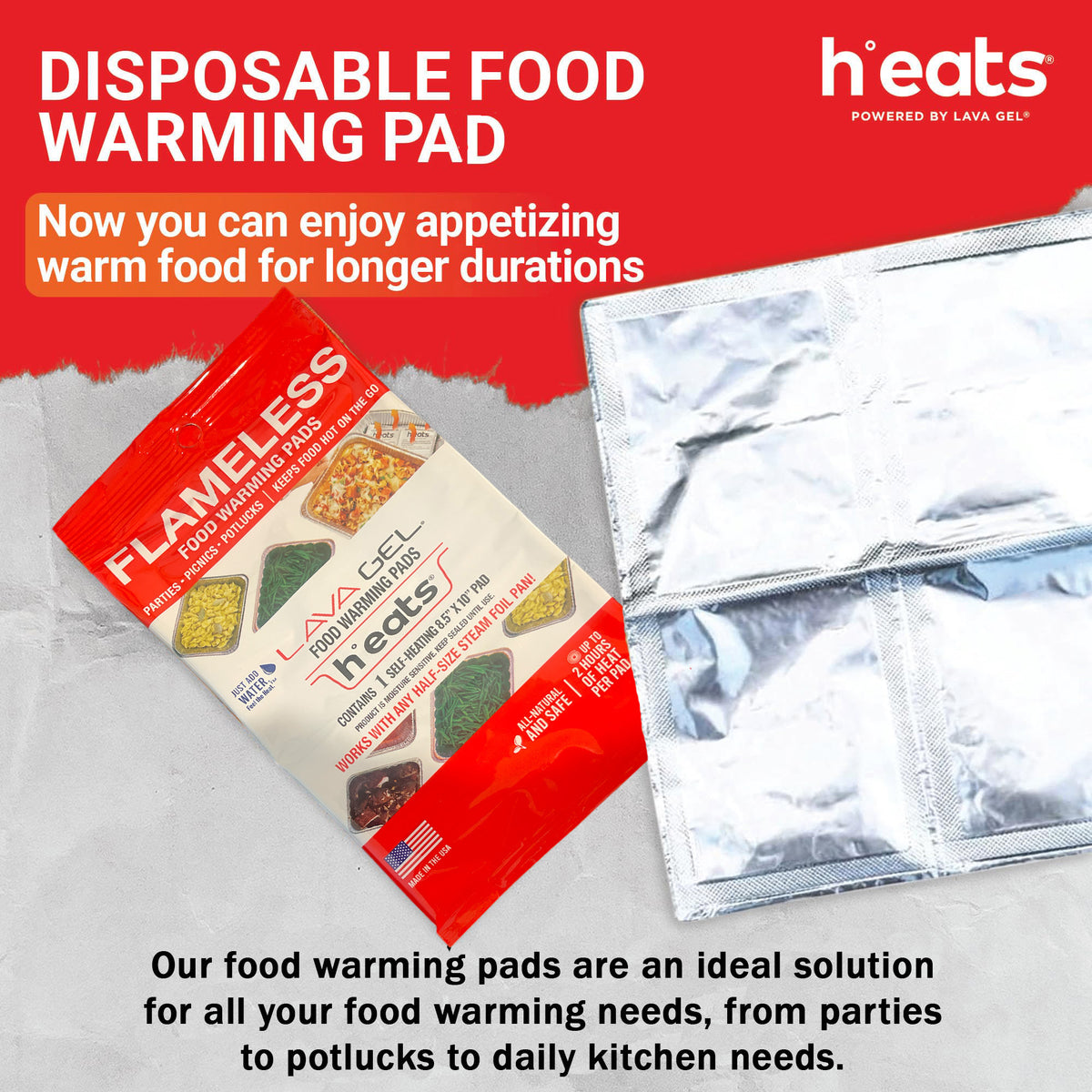 Half-pan Self-heating food warming pad (single) – H°eats