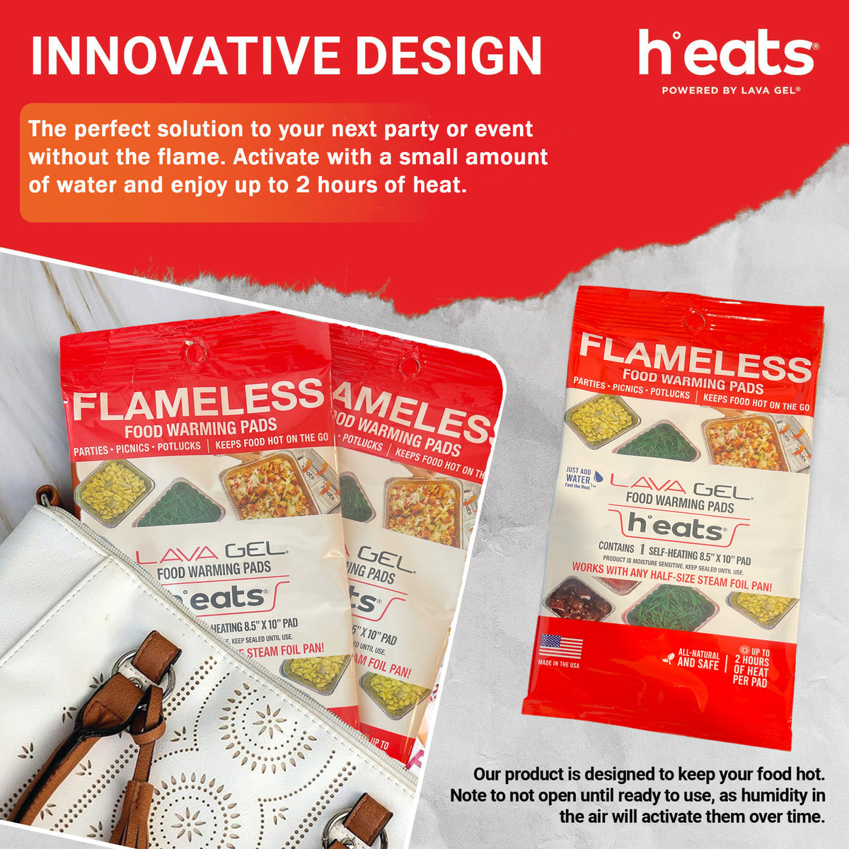 Half-pan Self-heating food warming pad (single) – H°eats